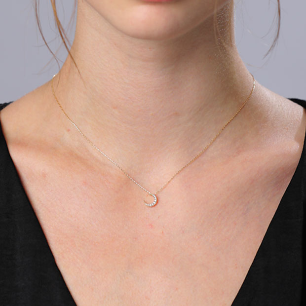 DIAMOND MOON NECKLACE | STAR JEWELRY台灣-日本首席時尚輕珠寶